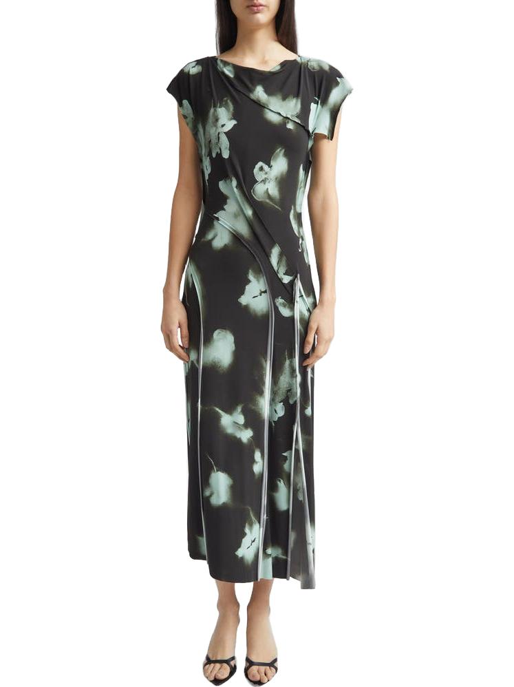 JASON WU Jason Wu Collection Blurred Floral Print Draped Jersey Maxi Dress